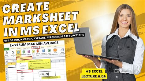 Ms Excel Lecture 4 Mastering Marks Sheet Sum Average Percentage