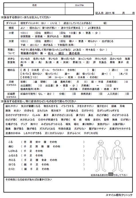 漢方問診票