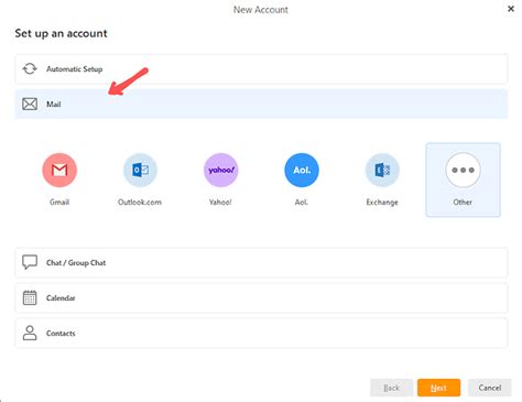 how can i make a new account in em client manually initial setup em