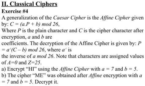 solved ii classical ciphers exercise 4 a generalization of the