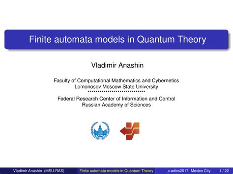 Pdf Finite Automata Models In Quantum Theory