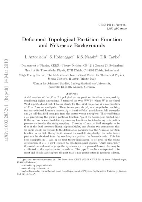 deformed topological partition function and nekrasov backgrounds