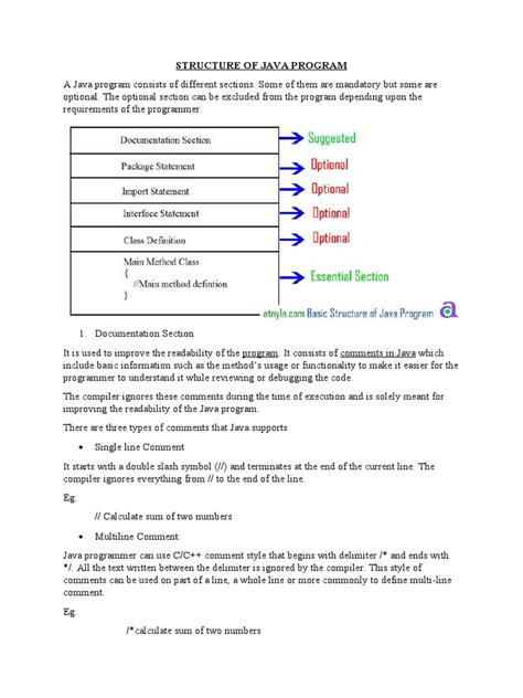 structure of java program pdf class computer programming method