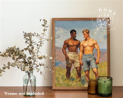 Poster The Hike Vintage Muscular Male Body Art Muscle Men Printed