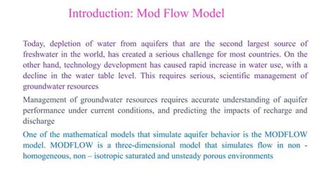 Water Resource Model Modflow PPTX