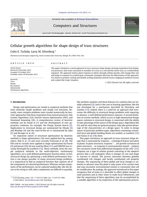 Pdf Cellular Growth Algorithms For Shape Design Of Truss Structures