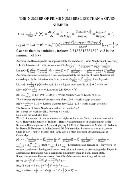 pdf the number of prime numbers less than a given number