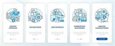 Geothermal Energy Trends Blue Onboarding Mobile App Screen Stock