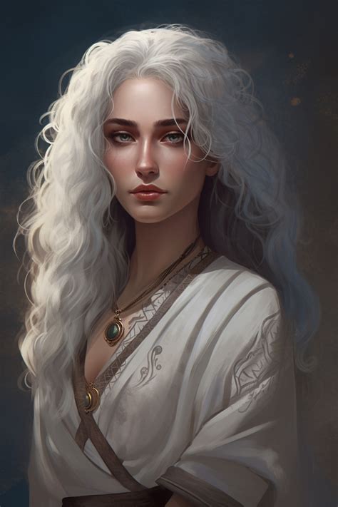 A Painting Of A Woman With Long White Hair Long White Hair White Hair Female Character