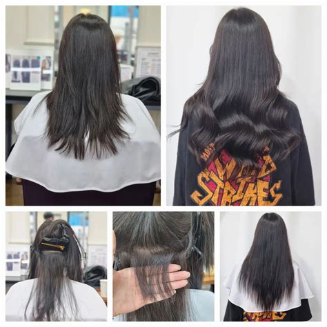 붙임머리보샵 앞머리모발이식 5개월후 보관된 붙임머리로 긴머리스타일변신 천연생모 사용으로