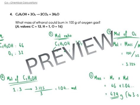 Aqa Gcse Chemistry Reacting Mass Calculations Teaching Resources