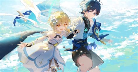 Lumine Scaramouche And Wanderer Genshin Impact Drawn By Rafaelaaa
