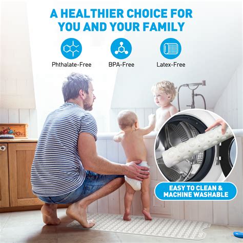 Extra Long Non Slip Bath Mat With Drain Holes And Suction Cups 39 X 16