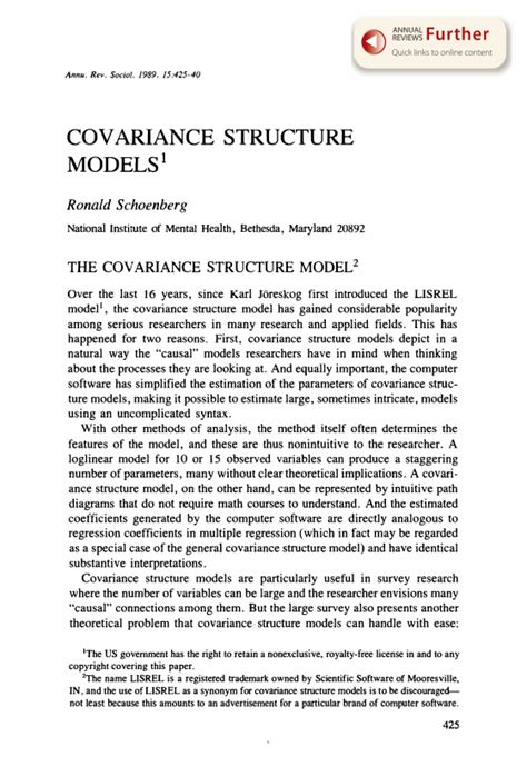 Covariance Structure Models Annual Reviews