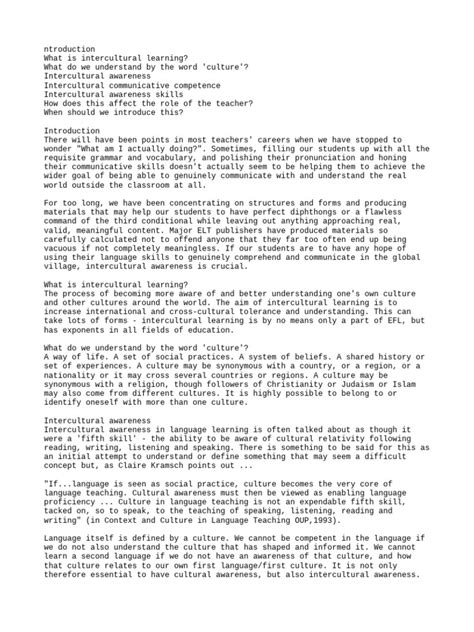 Intercultural Learning Pdf Knowledge Cross Cultural Communication