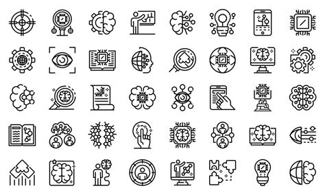 Machine Learning Icons Set Outline Style 8551049 Vector Art At Vecteezy