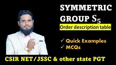 Lec 23b Symmetric Group S5 Order Description Table Number Of Elements
