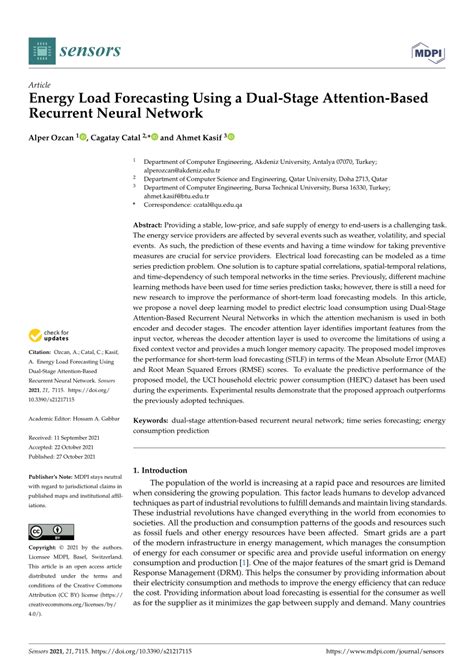 Pdf Energy Load Forecasting Using A Dual Stage Attention Based Recurrent Neural Network