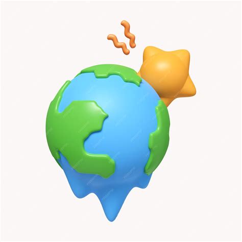 3d 글로벌 경고 뜨거운 태양 아래 녹는 행성 지구 온난화 행성 지구 아이콘 흰색 배경에 고립 3d 렌더링 그림 클리핑 패스 프리미엄 Psd 파일