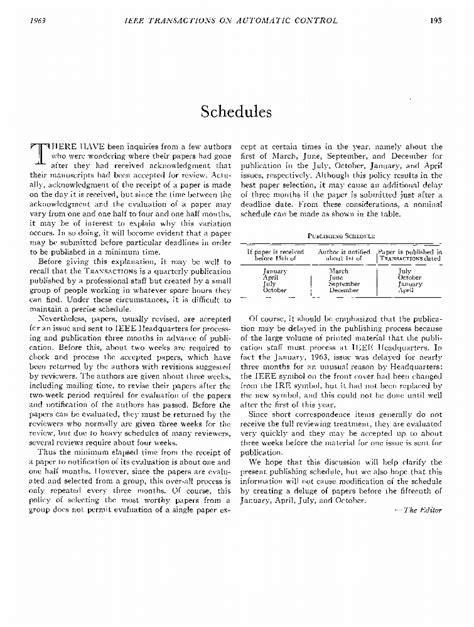 Schedules Ieee Journals And Magazine Ieee Xplore