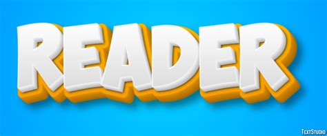 Reader Yellow White 3d Text Effect Generator
