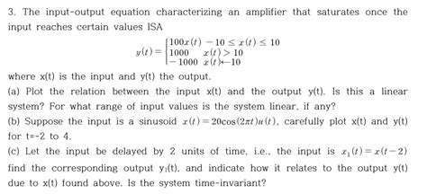 The Input Output Equation Characterizing An
