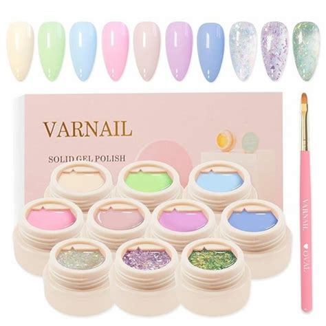Varnail 솔리드 젤 매니큐어 10가지 색상 네일 아트 디자인 폴리쉬 세트 가정 및 전문 Diy 살롱용 티몬