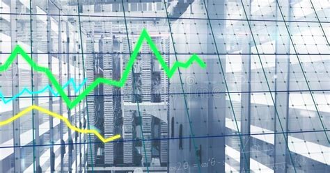 Image Of Mathematical Equations And Graphs Over Grid Network Against Computer Server Room Stock