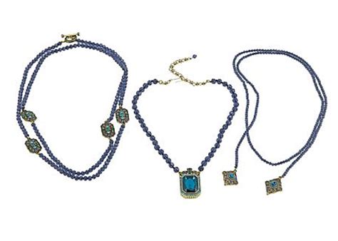 Heidi Daus Deco Trilogy 3 Pc Beaded Necklace Set Blue Indicolite Color