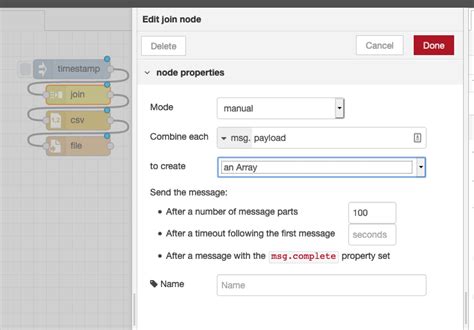 Send Values To An Array Write To Csv When Full General Node Red Forum
