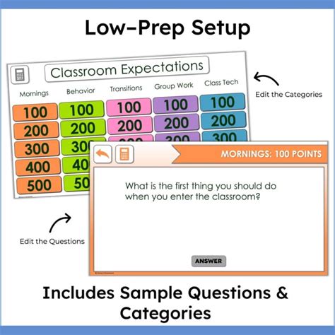 Classroom Expectations Jeopardy Class Rules Activity Back To School