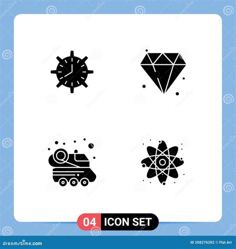 Universal Icon Symbols Group Of 4 Modern Solid Glyphs Of Clock Wedding