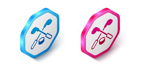 아이소 메트릭 아이스 하키 스틱과 퍽 아이콘은 흰색 배경에 고립되어 있습니다 게임 시작 육각 버튼 벡터 3차원 형태에 대한 스톡 벡터 아트 및 기타 이미지 Istock