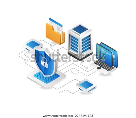 Flat Isometric 3d Illustration Server Computer Stock Vector Royalty Free 2242191123 Shutterstock