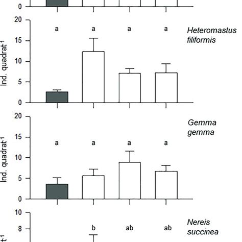 Mean Se Density Of The Four Most Abundant Species For Each Of The