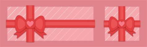 붉은 나비와 리본 세트가 있는 분홍색 선물 상자 프리미엄 벡터