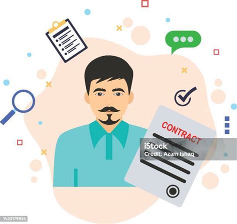 계약 서류 개념 Hrm 기호 약속 편지 벡터 색상 아이콘 디자인 직원 계약서 기호 비즈니스 캐릭터 스톡 일러스트레이션을 가진 선정된 후보자 계약서에 대한 스톡 벡터 아트 및