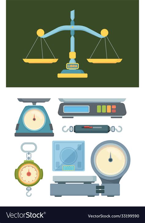 Store Weigher Set Accurate Electronic Scales Vector Image