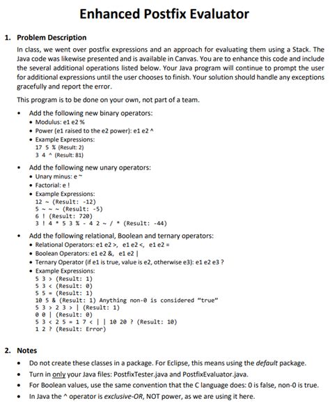 Solved Enhanced Postfix Evaluator 1 Problem Description In
