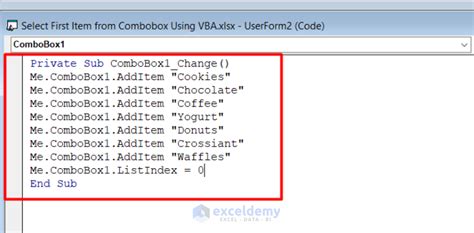 How To Select First Item From Combobox Using Vba In Excel