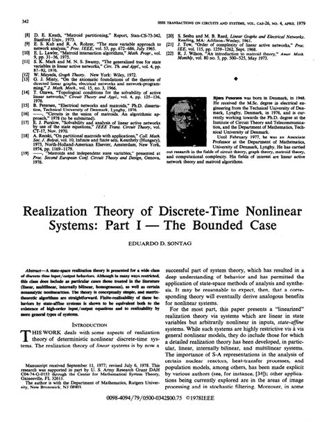 Pdf Realization Theory Of Discrete Time Nonlinear Systems Part I The Bounded Case
