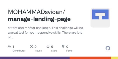 Github Mohammadsvioanmanage Landing Page A Front End Mentor Challenge This Challenge Will
