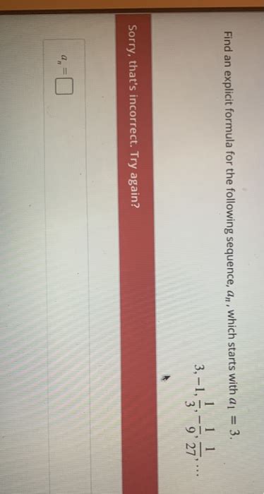 solved find an explicit formula for the following sequence