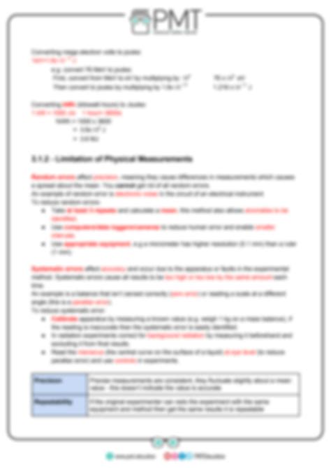 solution detailed notes section 01 measurements and their errors aqa