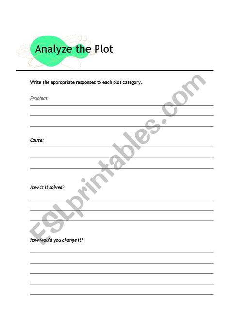 English Worksheets Analyze The Plot Worksheet