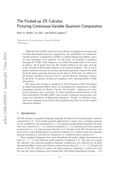 Pdf The Focked Up Zx Calculus Picturing Continuous Variable Quantum
