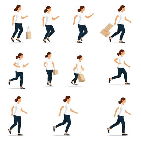 Girl Moving Vector Set White Background Isolated A High Quality Premium Ai Generated Image