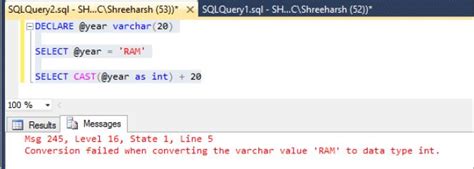 Convert Data Type Of Sql Server Variables In Sql Server Tech Funda