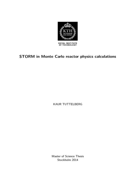 Storm In Monte Carlo Reactor Physics Calculations Pdf Monte Carlo