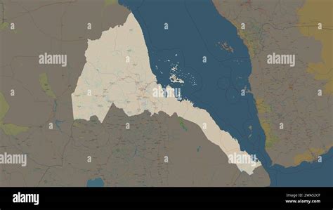 Eritrea Highlighted On A Topographic Osm Standard Style Map Stock
